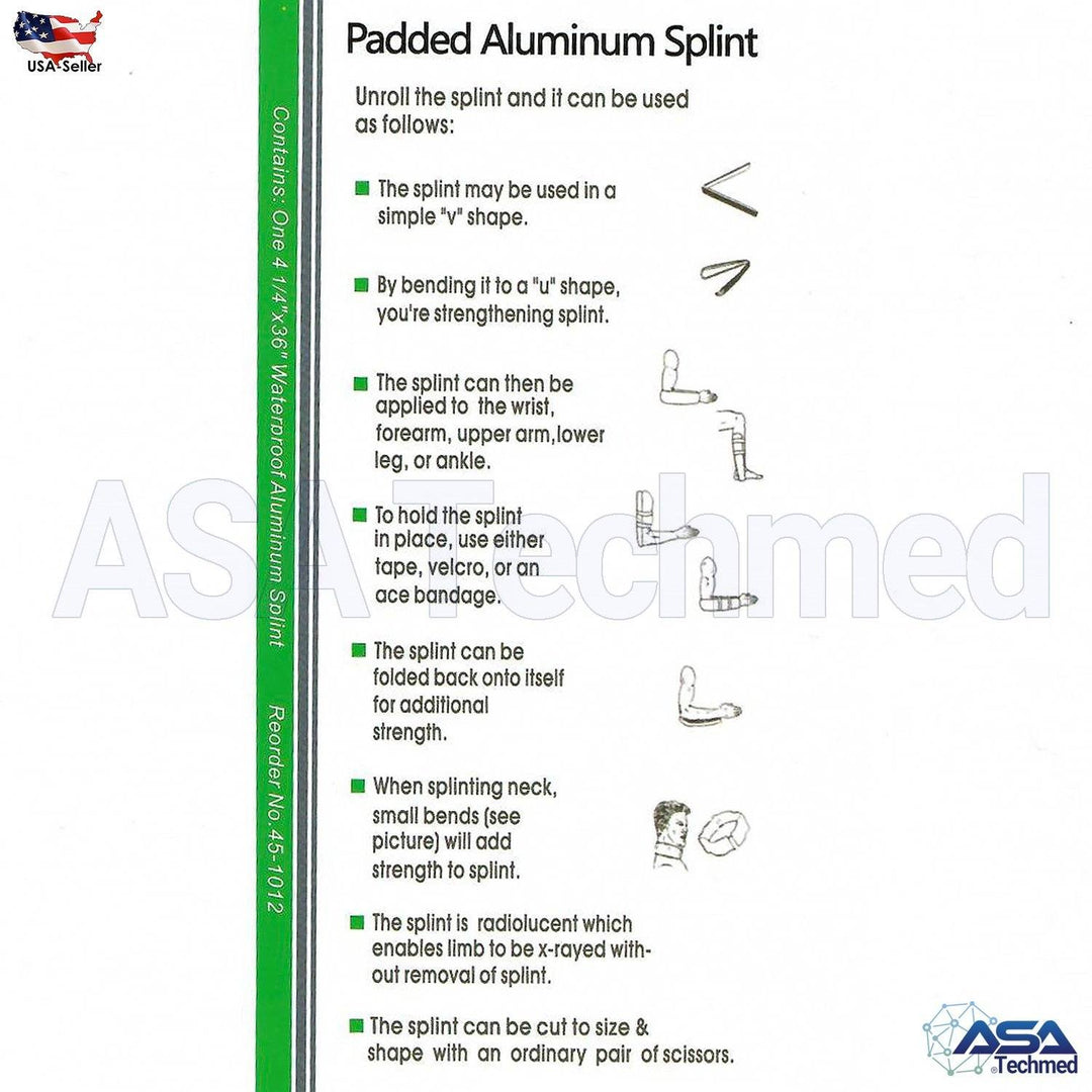 ASA TECHMED Flat Padded Splints - Lightweight, Reusable Fracture Suppo