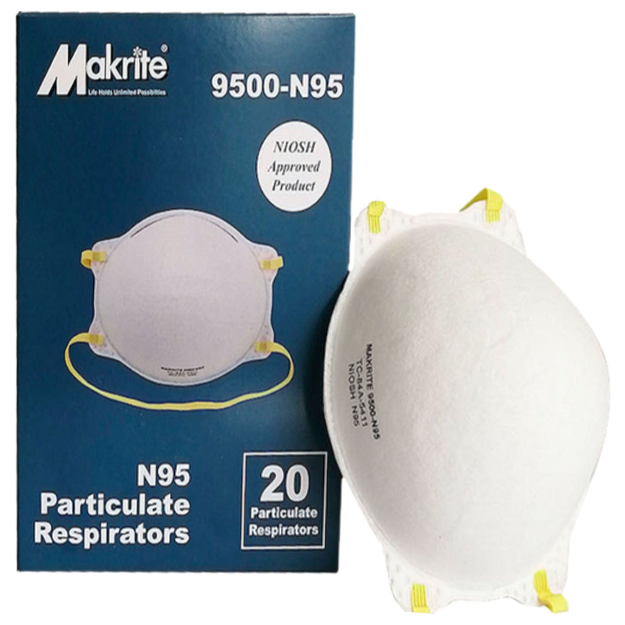 Makrite 9500-N95 NIOSH CDC Surgical Medical N95 Face Mask Respirator, – ASA TECHMED