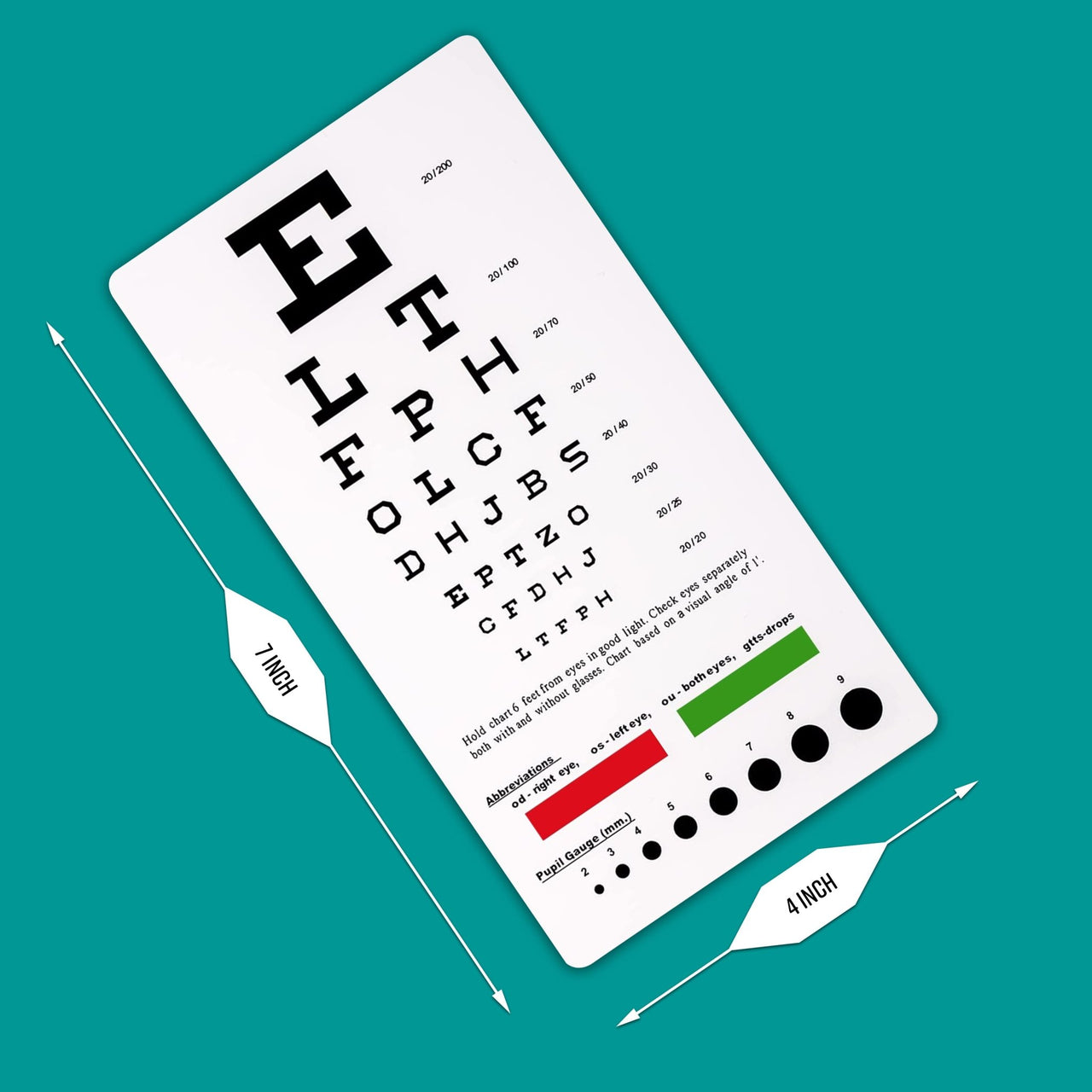 Snellen Pocket Eye Chart with Red + Green Bars | ASA Techmed – ASA TECHMED