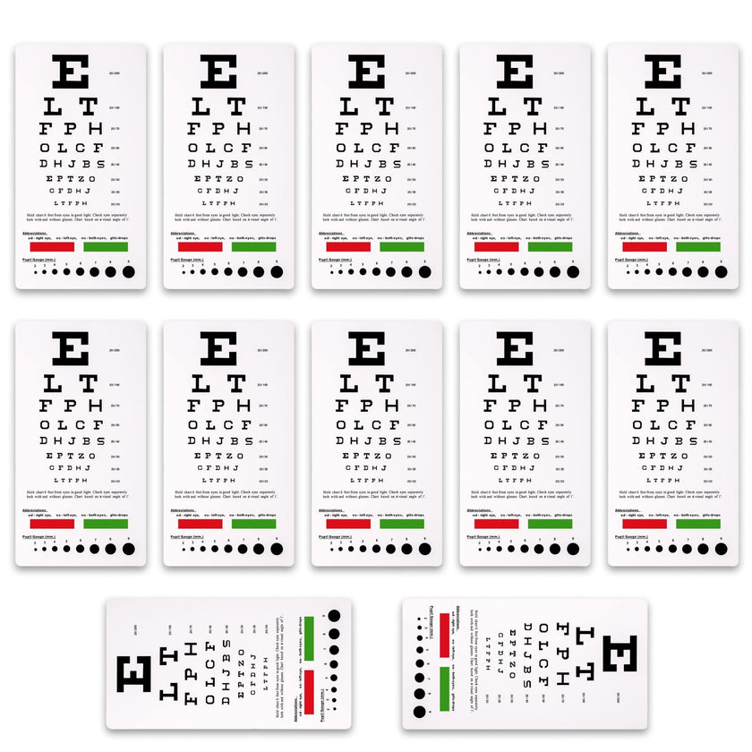 Snellen Pocket Eye Chart with Red + Green Bars | ASA Techmed – ASA TECHMED