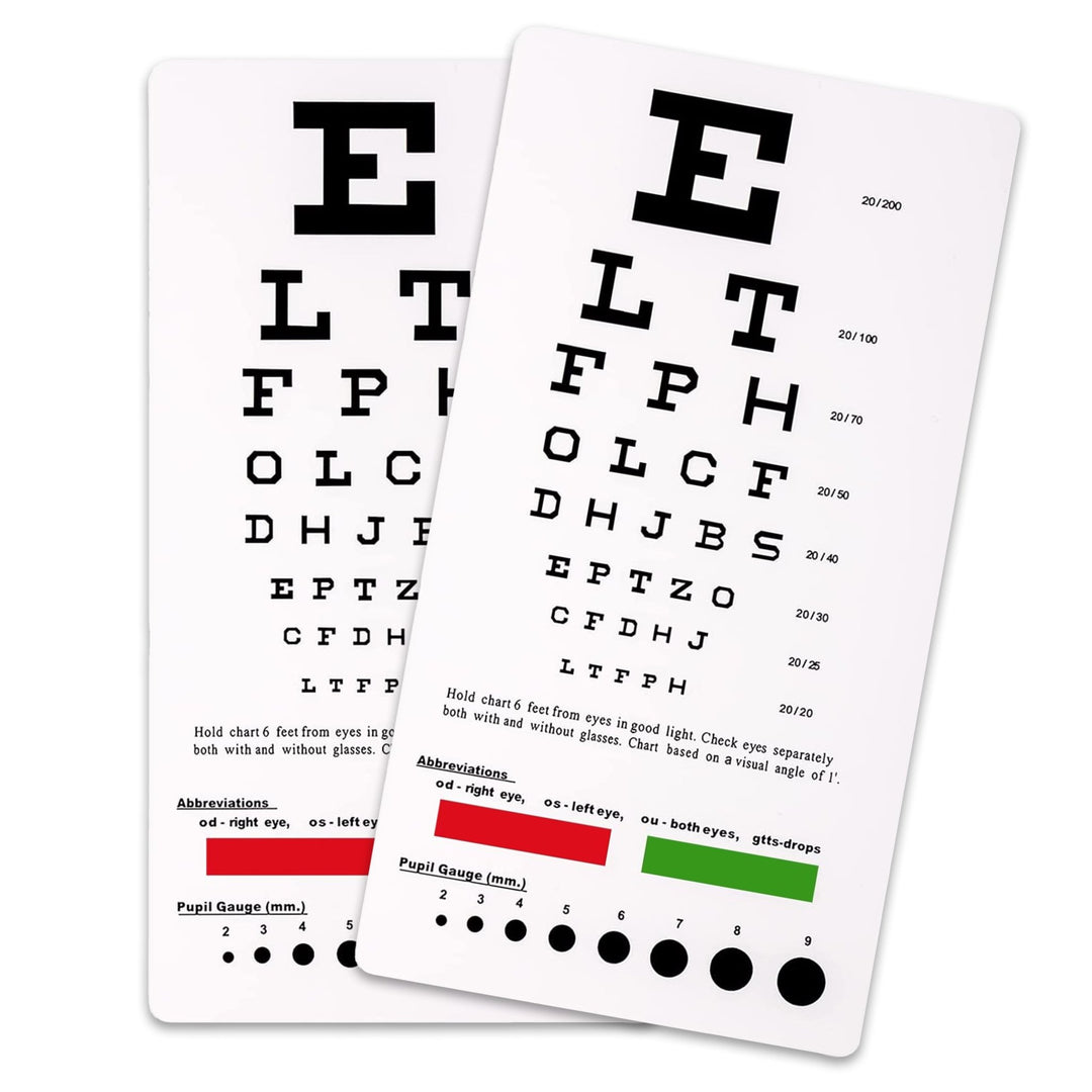 Snellen Pocket Eye Chart with Red + Green Bars | ASA Techmed – ASA TECHMED