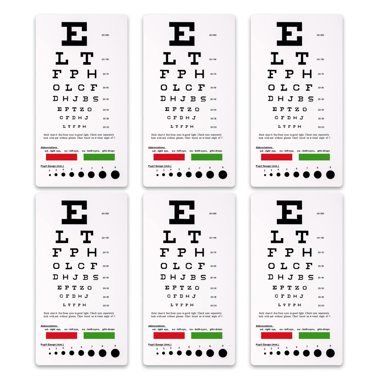 Snellen Pocket Eye Chart with Red + Green Bars | ASA Techmed – ASA TECHMED