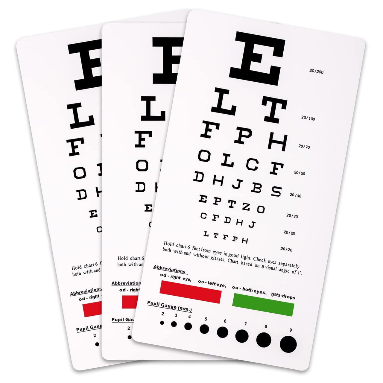 Snellen Pocket Eye Chart with Red + Green Bars | ASA Techmed – ASA TECHMED
